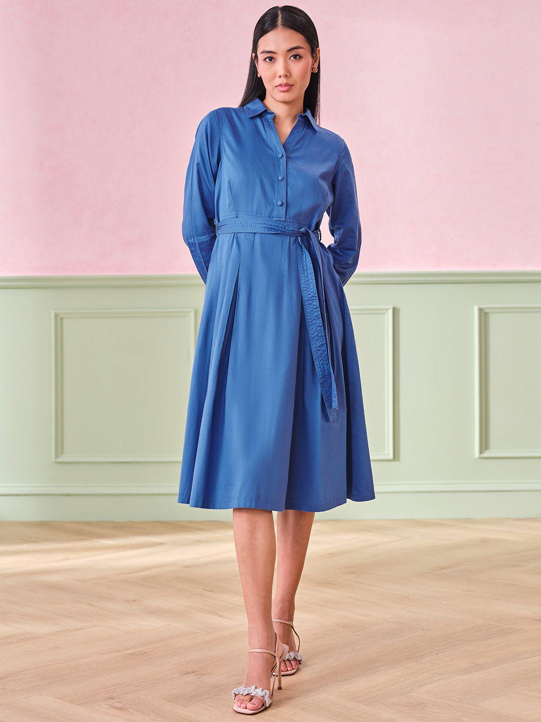 Buy AND Shirt Women Solid Long Sleeves A Line Dress - Dresses for Women ...