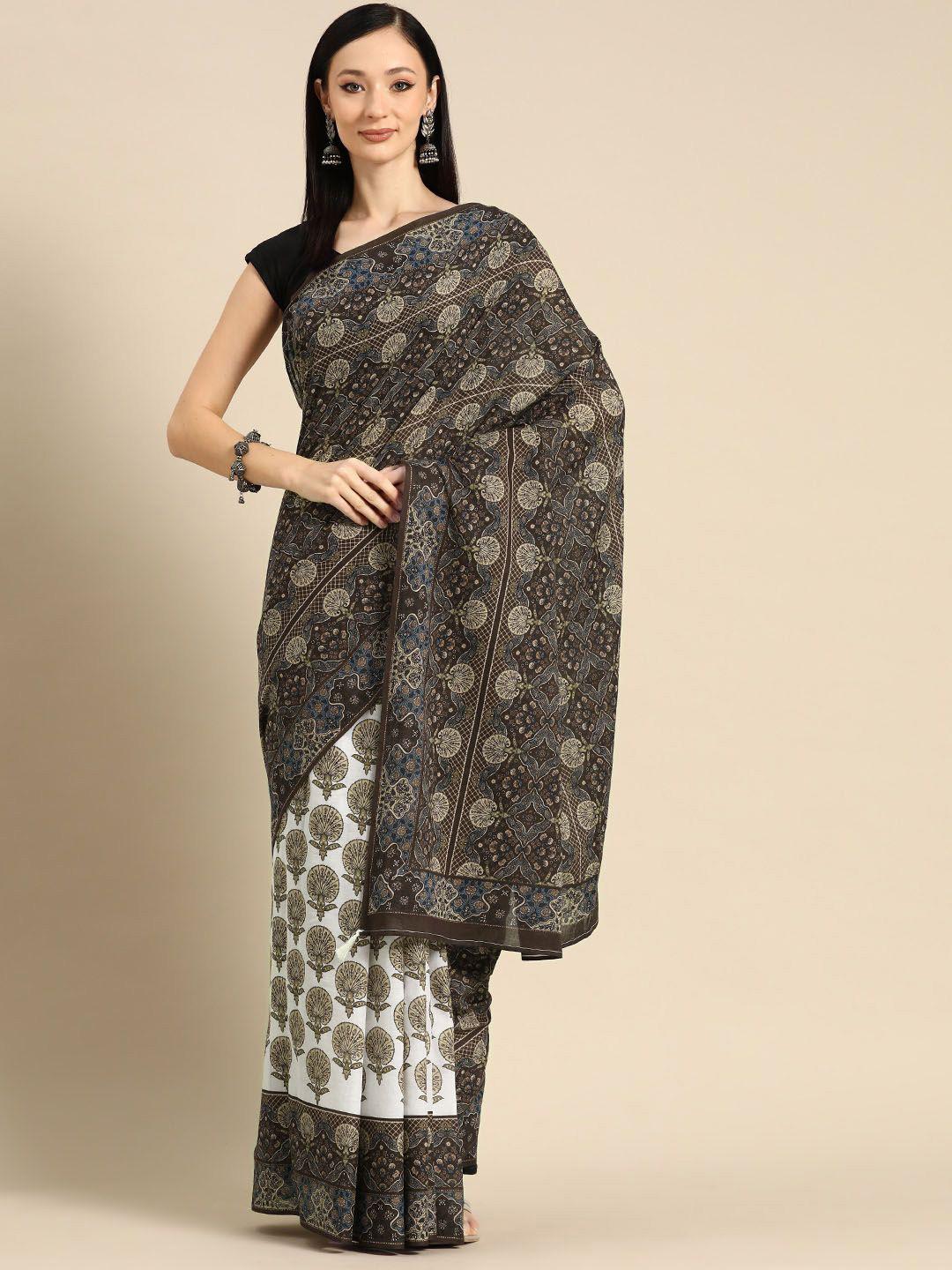 Buy BUTA BUTI Women Ethnic Motifs Printed Pure Cotton Saree - Sarees ...