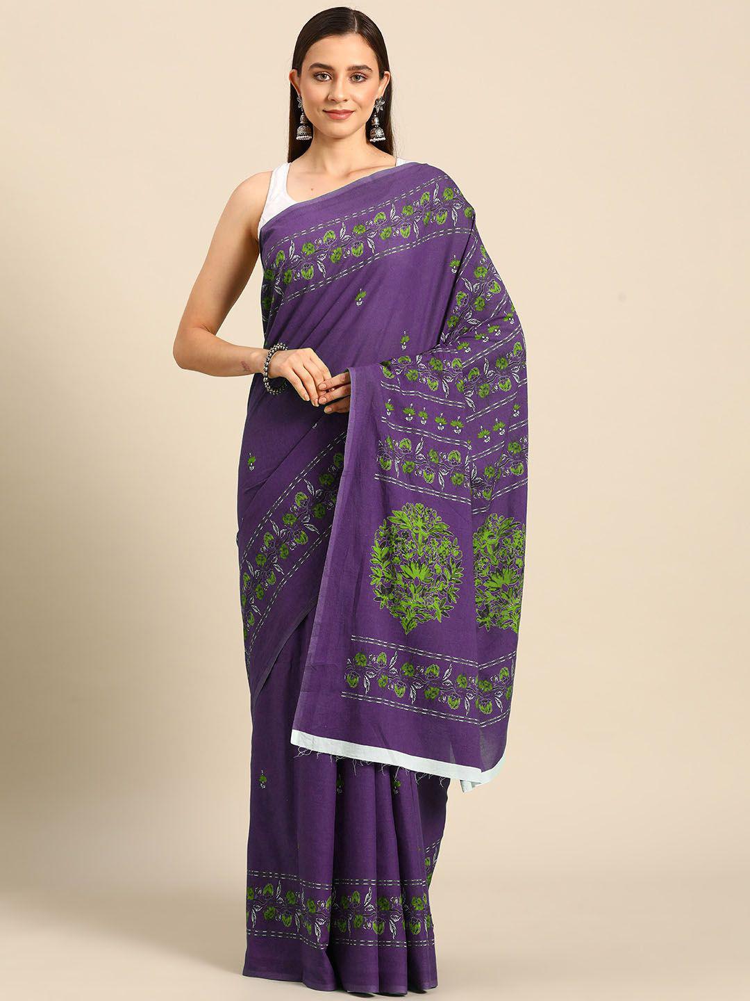 Buy BUTA BUTI Ethnic Motifs Printed Pure Cotton Saree - Sarees for ...