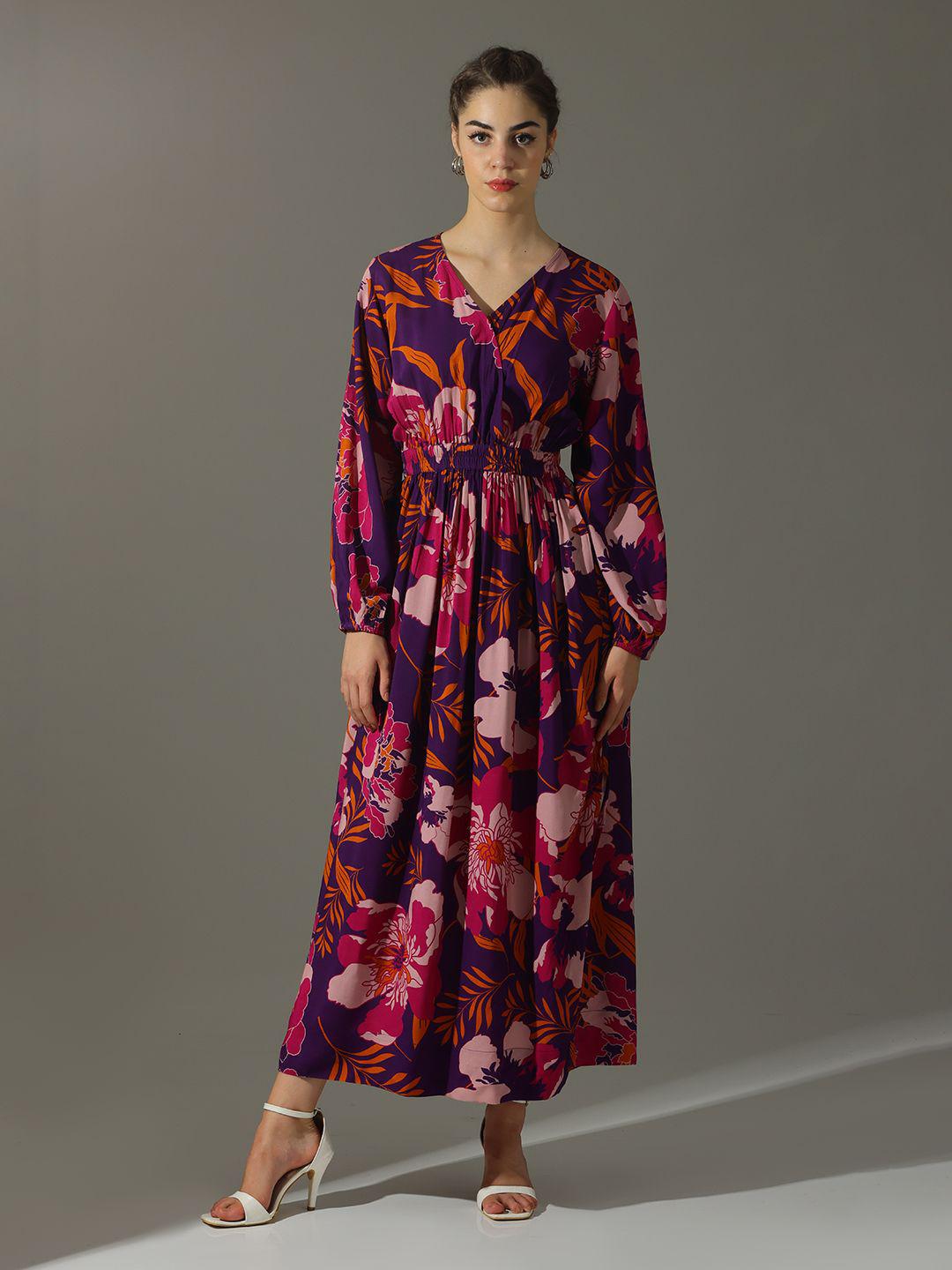 Buy Dora Dori Floral Print Puff Sleeve Maxi Dress - Dresses for Women ...