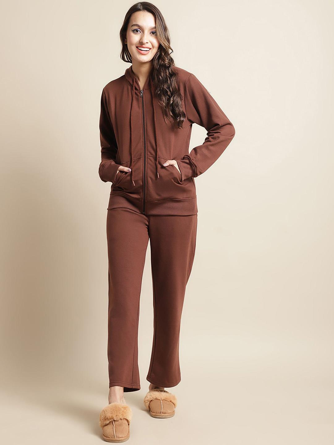 Buy Secret Wish Women Solid Hooded Night Suit - Night Suits for Women ...
