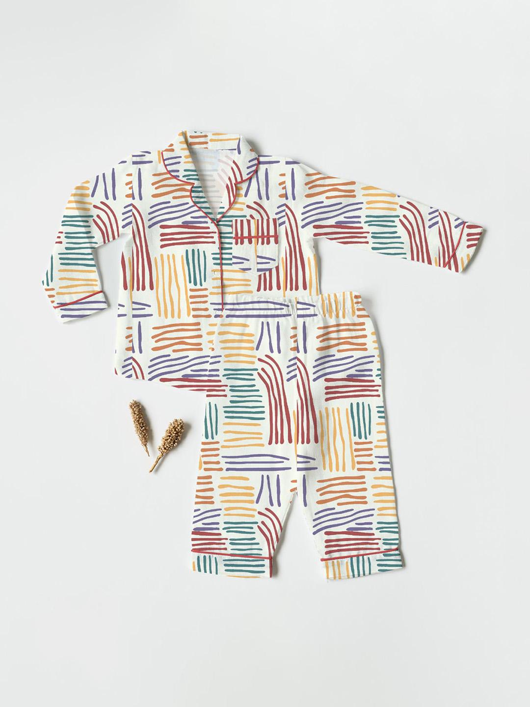 Buy The Boo Boo Club Unisex Kids Printed Muslin Night Suit - Night ...