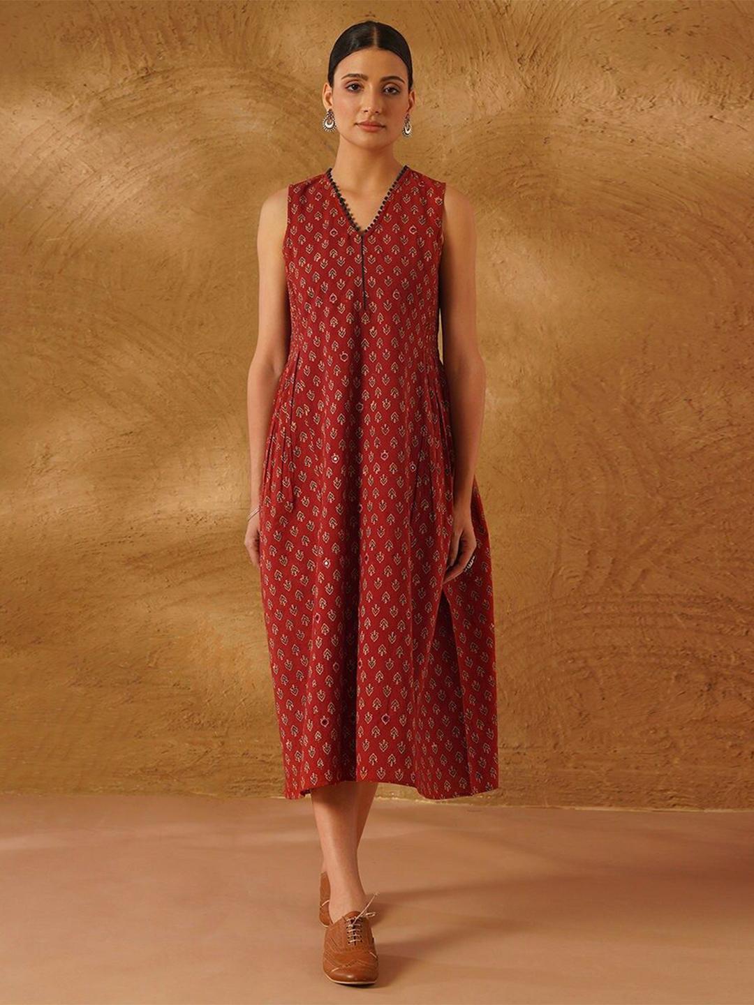 Buy JAYPORE Women Ethnic Motifs Print A Line Maxi Dress - Dresses for ...