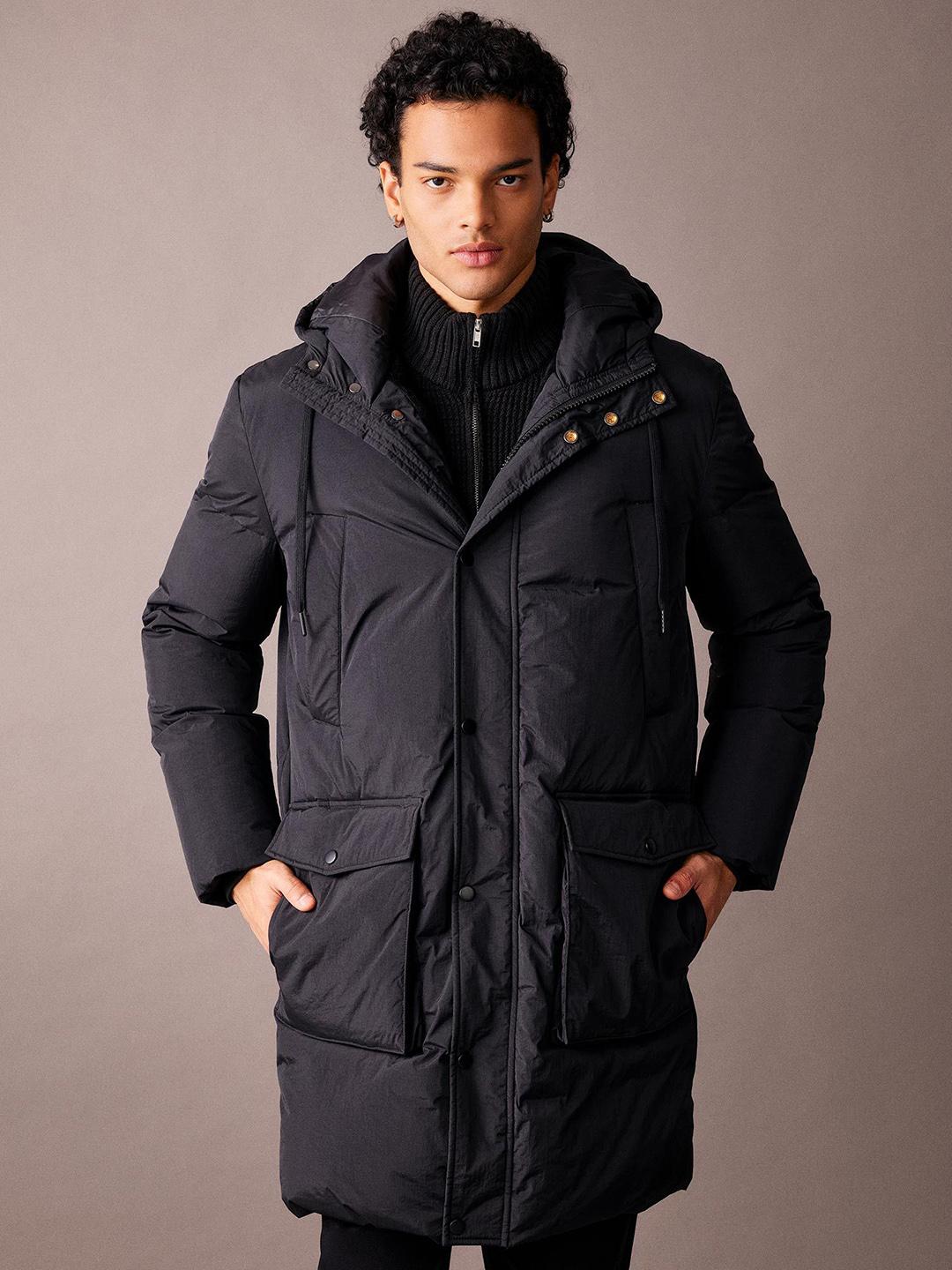 Buy DeFacto Men Hooded Longline Padded Jacket - Jackets for Men ...