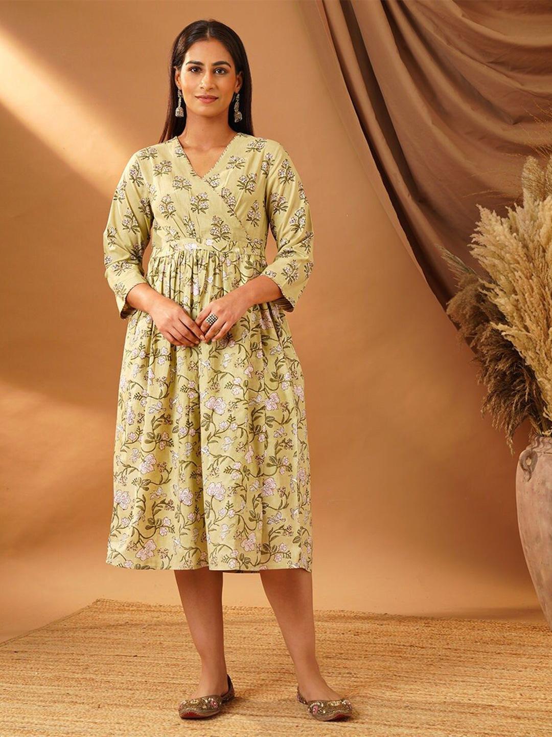 Buy JAYPORE Floral Print Wrap Dress - Dresses for Women 31033087 | Myntra
