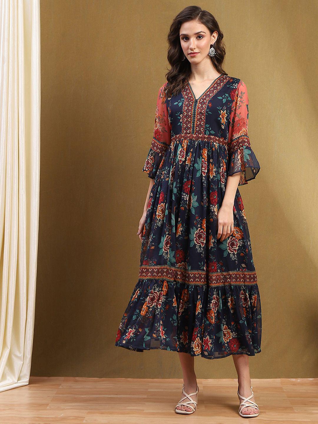 Buy Biba Print Women Black Floral Printed Dress - Dresses for Women ...