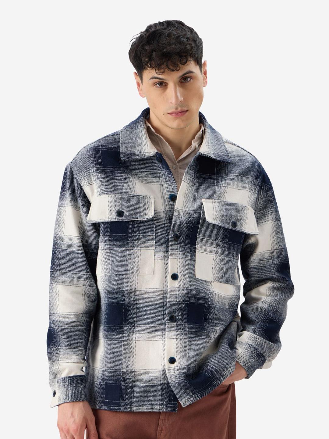 Buy The Souled Store Men Oversized Plaid Black Shackets - Shirts for ...