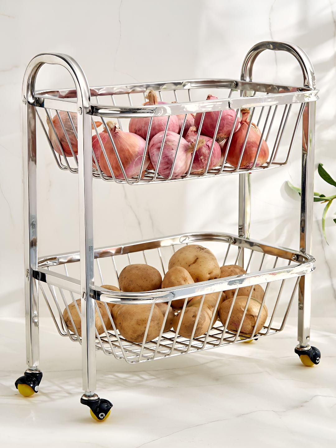 Buy Home Centre Corsica Wedge Silver Toned 2 Tiered Stainless Steel ...