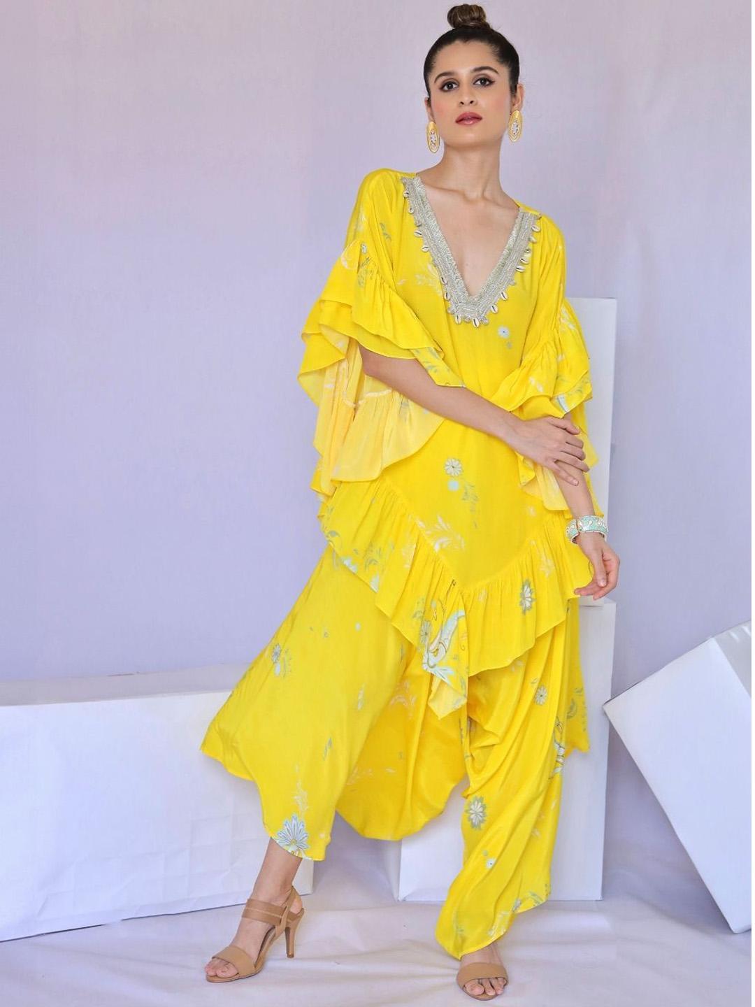 Buy Foram Patel Yellow Printed Cowrie Co Ordset - Co Ords for Women ...