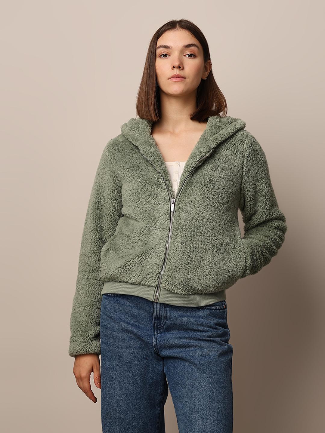 Buy ONLY Women Hooded Self Design Casual Puffer Jacket - Jackets for ...