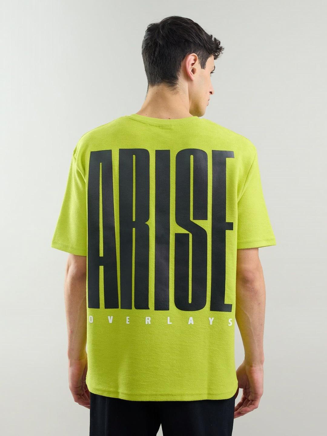 Buy Overlays Men Typography Printed Round Neck Cotton Relaxed Fit T ...