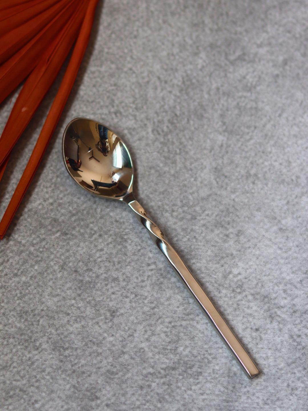 Buy WEAVING HOMES Silver Toned Stainless Steel Table Spoon - Spoon for ...
