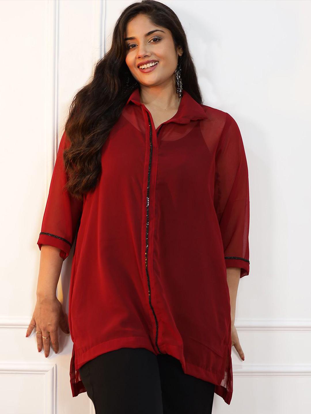 Buy LetsDressUp Women Shirt Style Longline Party Top - Tops for Women ...