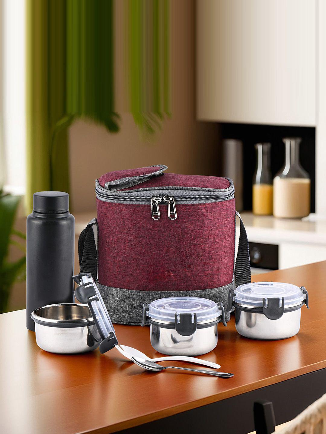 Buy Kuber Industries Stainless Steel Leak Resistant 5PCs Lunch Box With ...