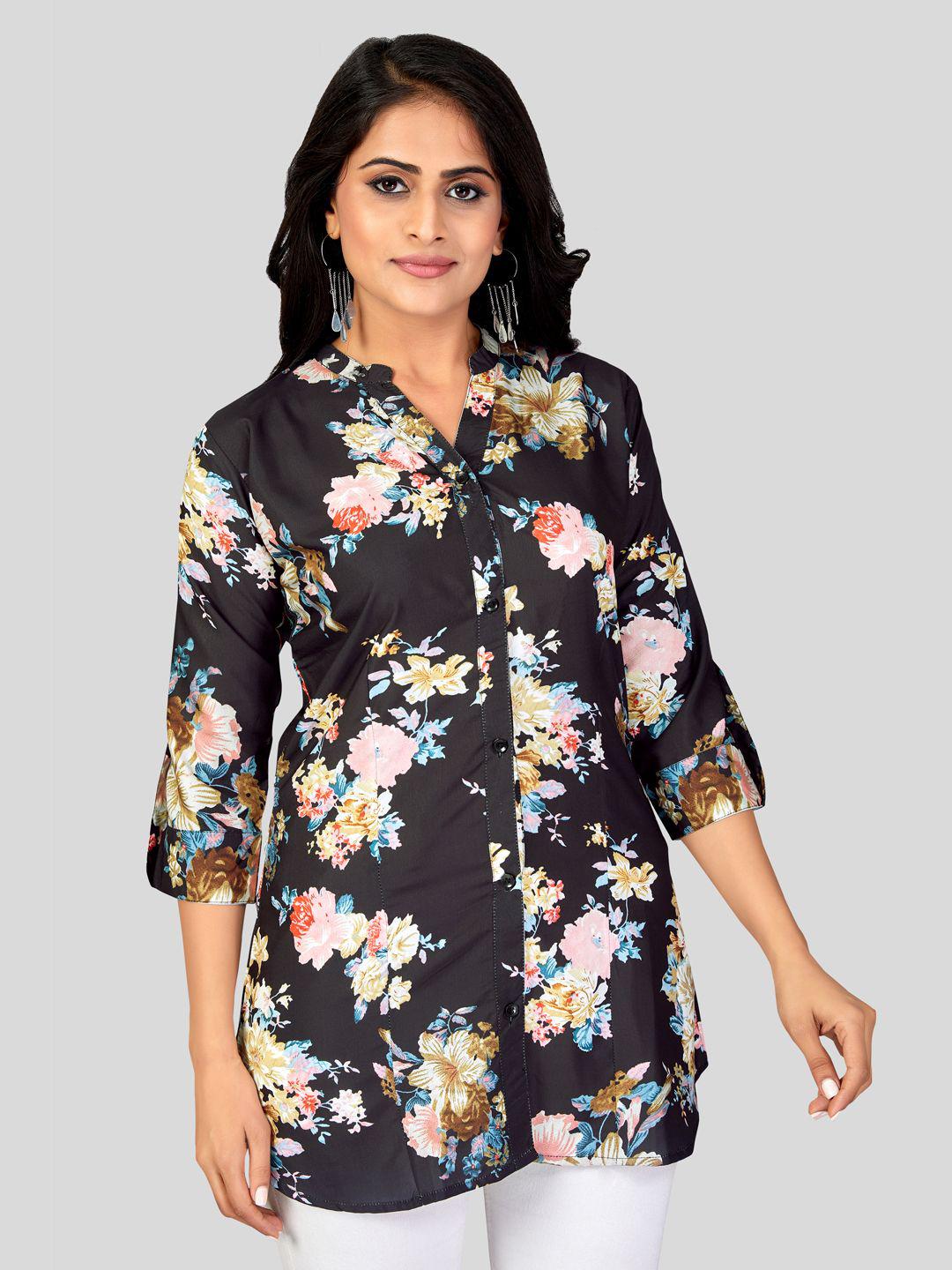 Buy Saree Swarg Mandarin Collar Printed Tunic - Tunics for Women ...