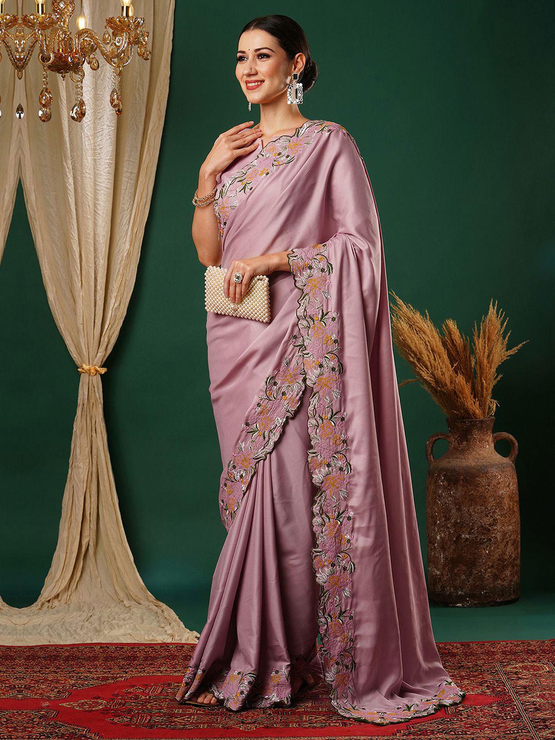 Buy Satrani Floral Embroidered Satin Saree - Sarees for Women 30874659 ...