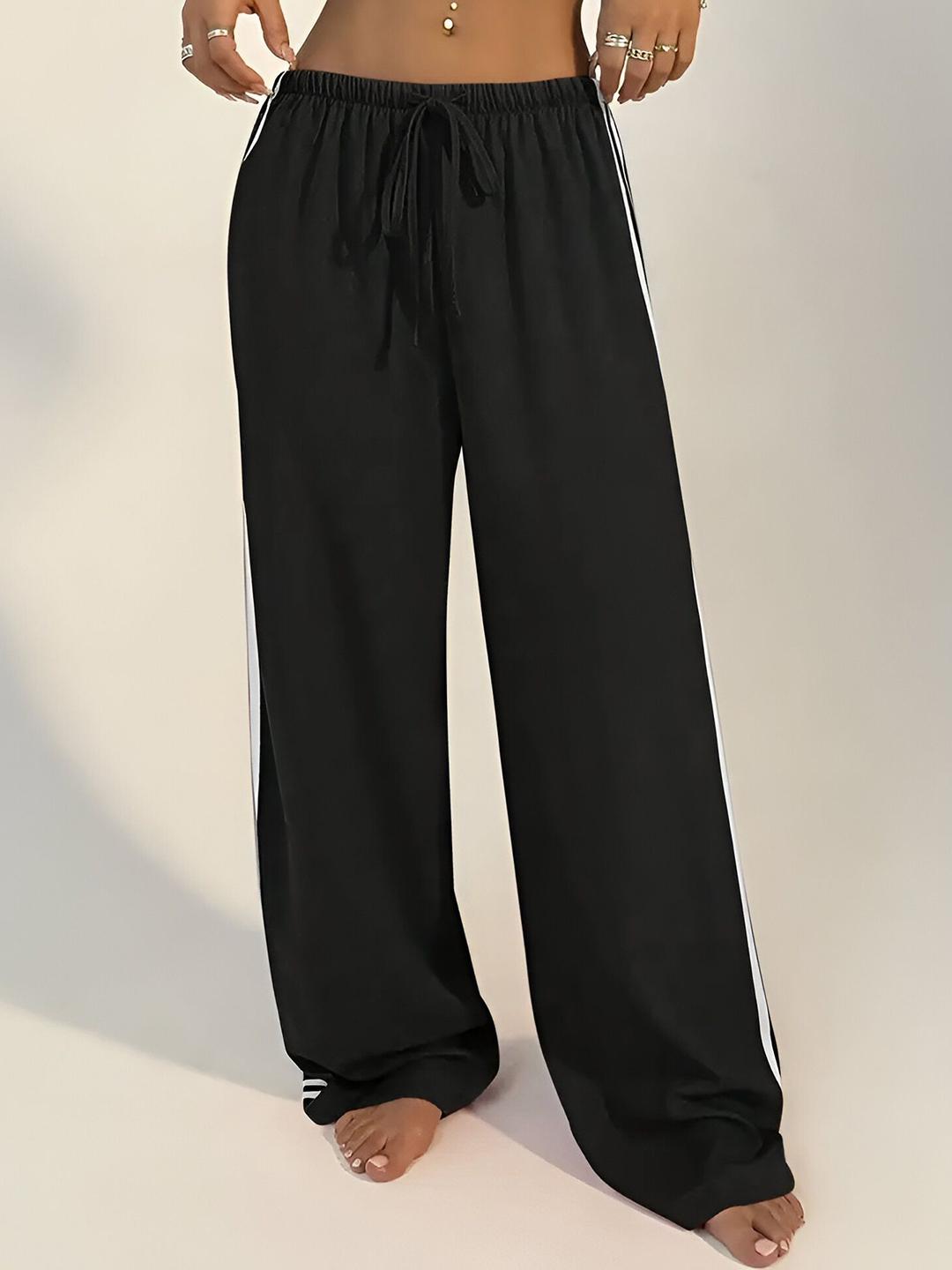 Buy THIRD QUADRANT Women Side Stripes Wide Leg Track Pants - Track ...
