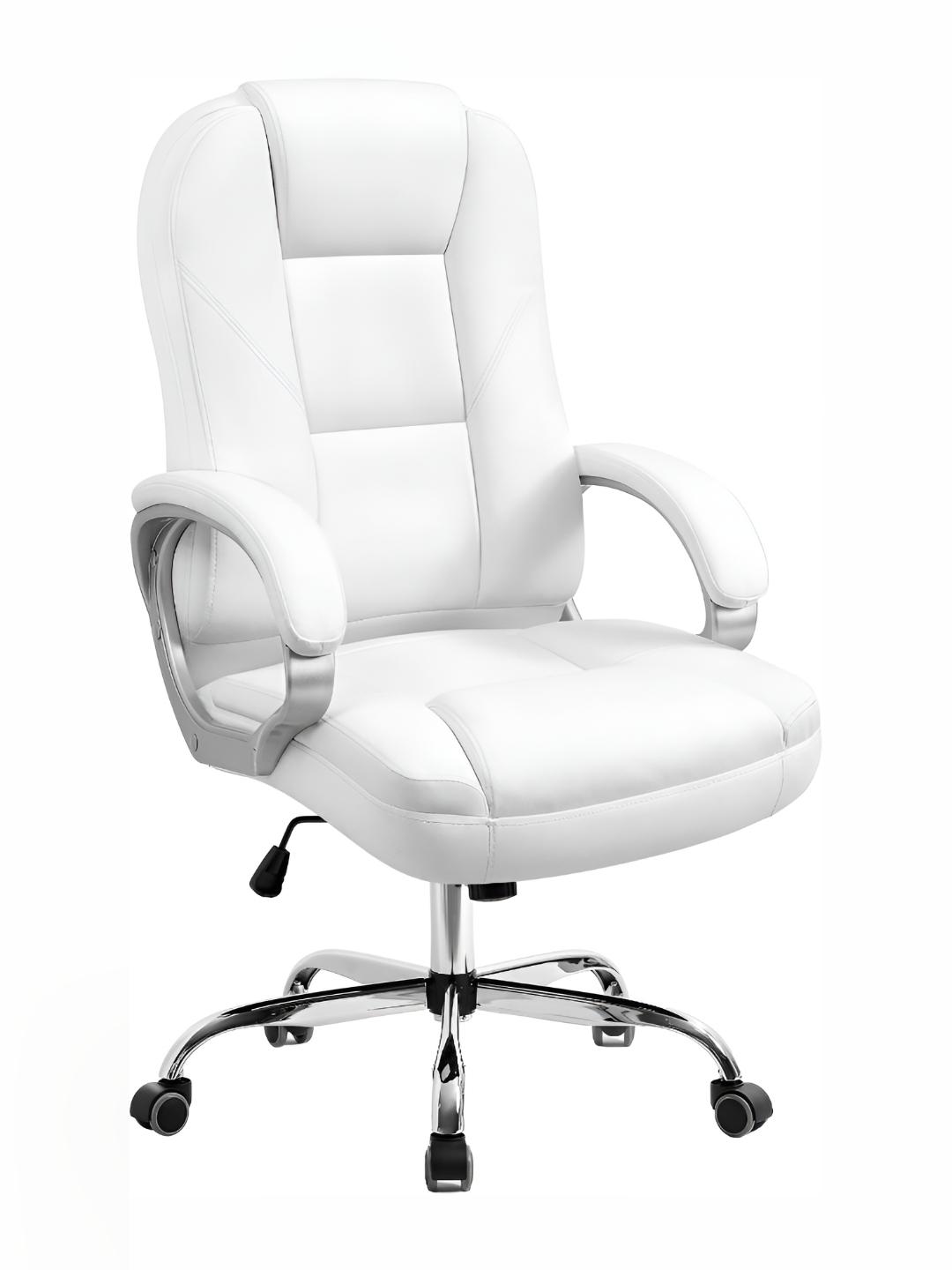 Buy Oakcraft White Leatherette Adjustable Seat Height Study Arm Chair ...