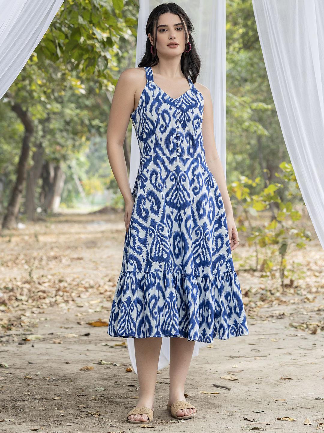 Buy MABISH By Sonal Jain Women Printed Strappy Layered A Line Midi ...