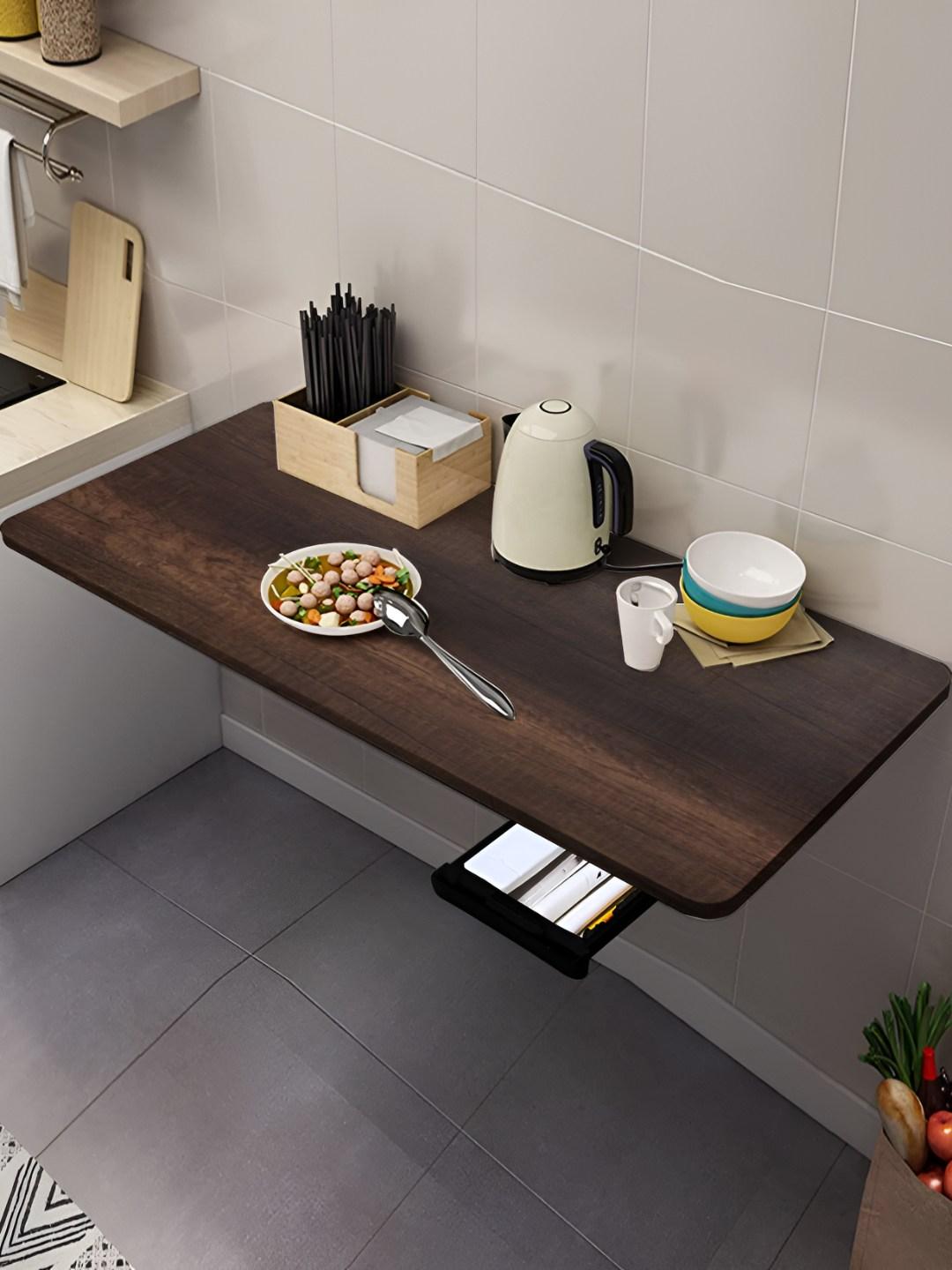 Buy Torche Brown Wooden Wall Mounted Foldable Study Table - Study Table ...