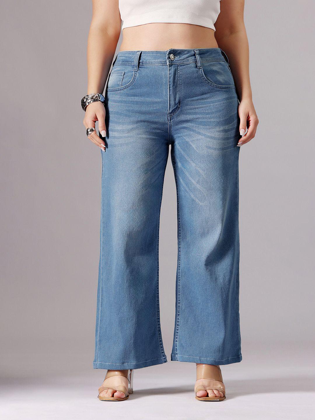 Buy Miss Chase A+ Women Plus Size Wide Leg High Rise Clean Look Light ...