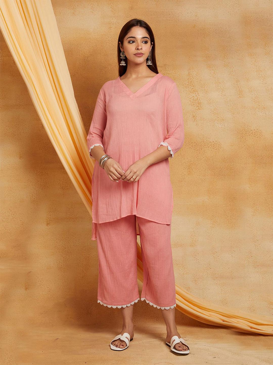 Buy CYAN V Neck Cotton Straight Kurta - Kurtas for Women 33426346 | Myntra