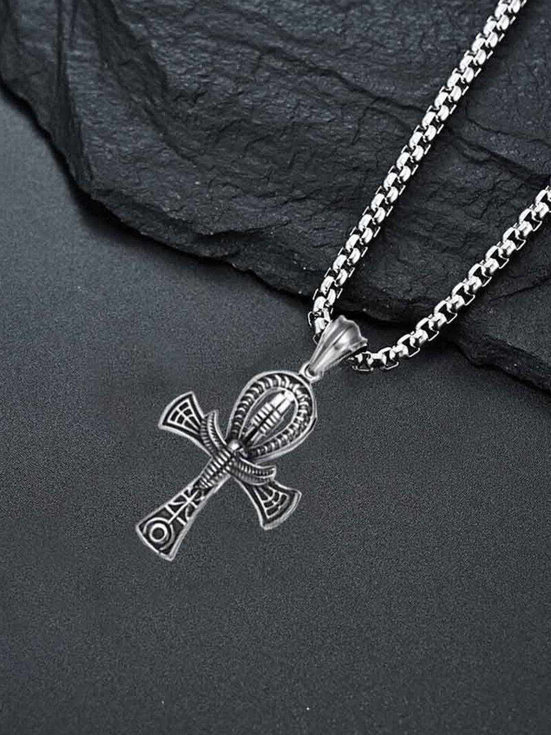 Buy M Men Style Silver Plated Ancient Religious Ankh Jesus Pendants ...