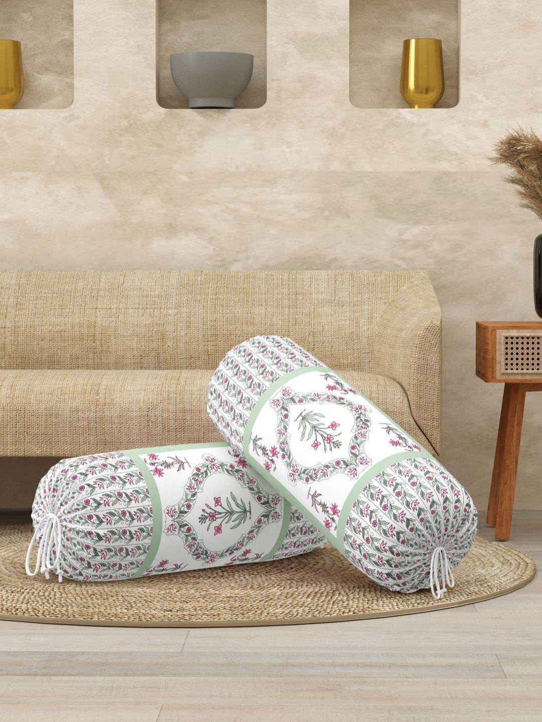 Buy BLOCKS OF INDIA Green & White 2 Pieces Floral Printed Cotton ...