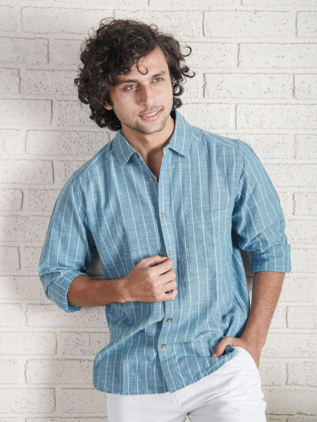 Buy BOMBAY TROOPER Men Relaxed Fit Striped Lightweight Summer Casual ...
