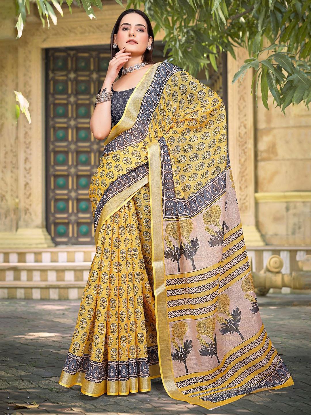 Buy Anouk Floral Printed Zari Saree - Sarees for Women 33572633 | Myntra