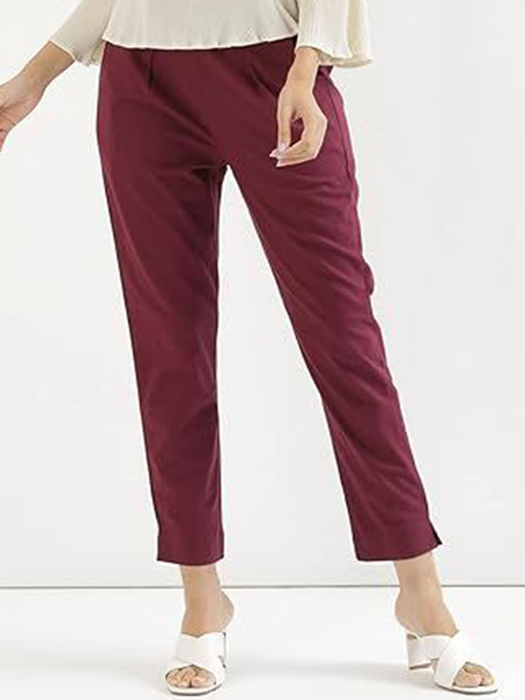 Buy DIGITAL SHOPEE Women Pleated Regular Fit Trousers - Trousers for ...