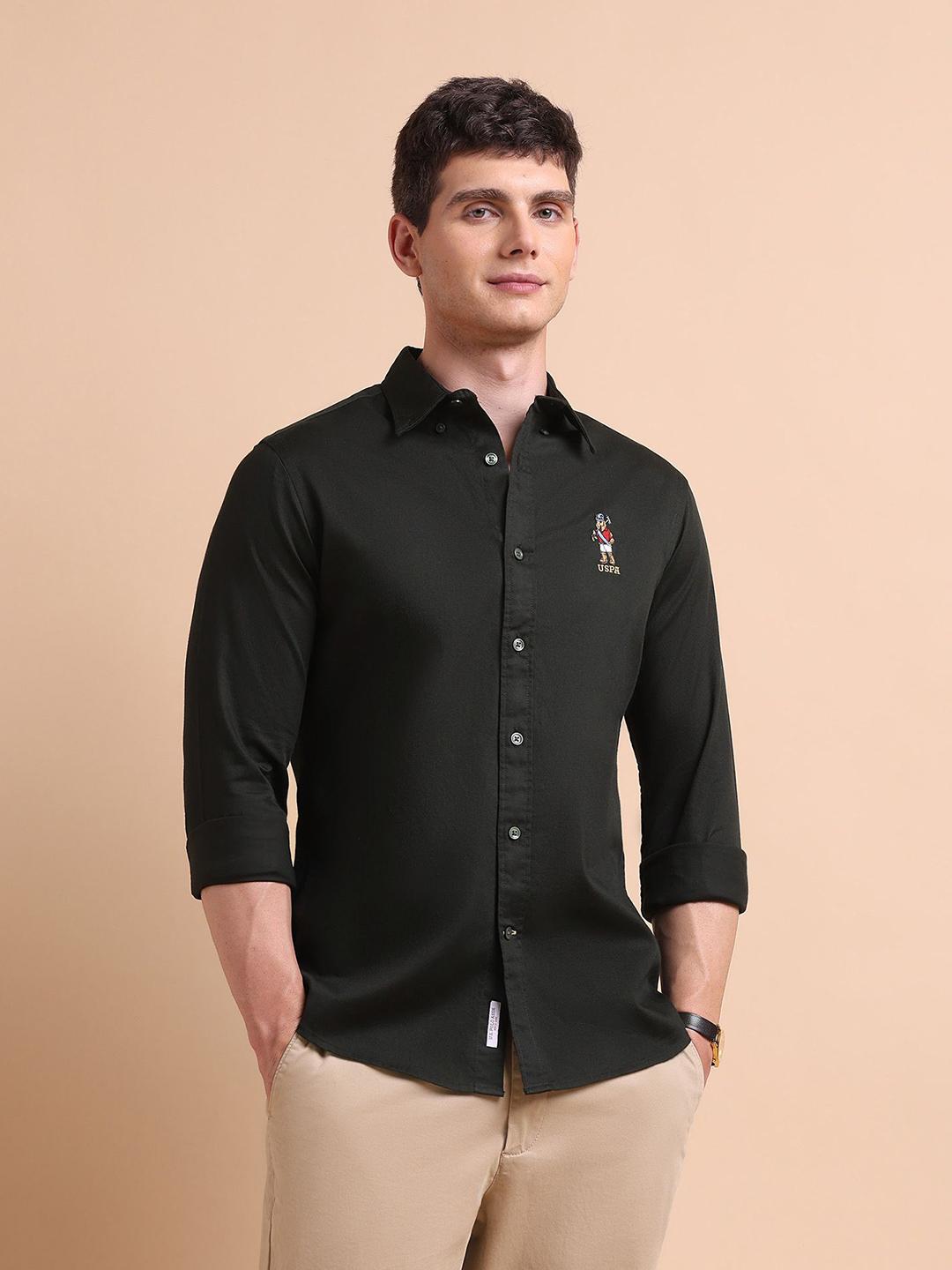 Buy U.S. Polo Assn. Men Classic Fit Solid Button Down Collar Cotton ...