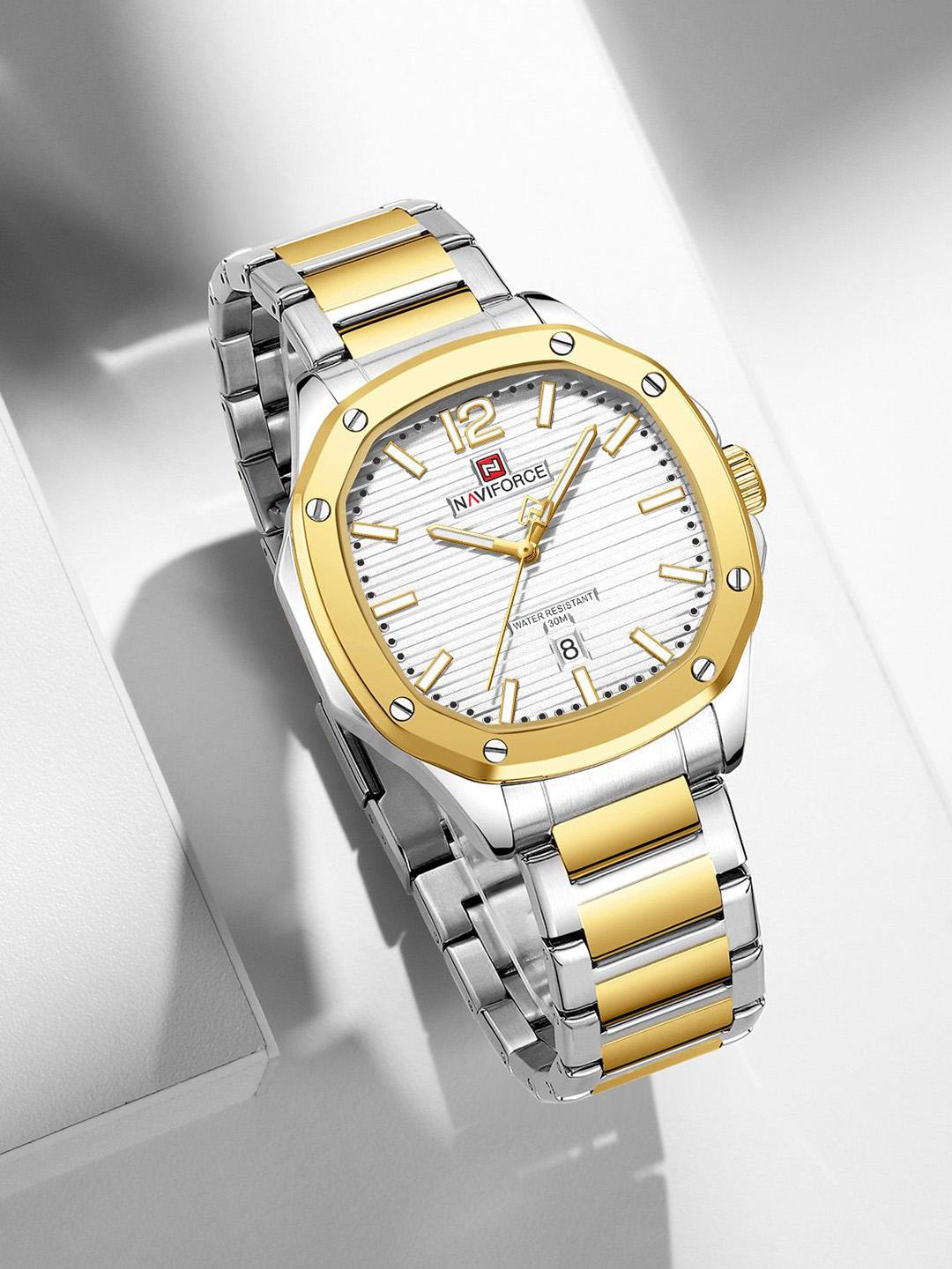 Buy Naviforce Men Dial & Stainless Steel Straps Analogue Date Aperture ...