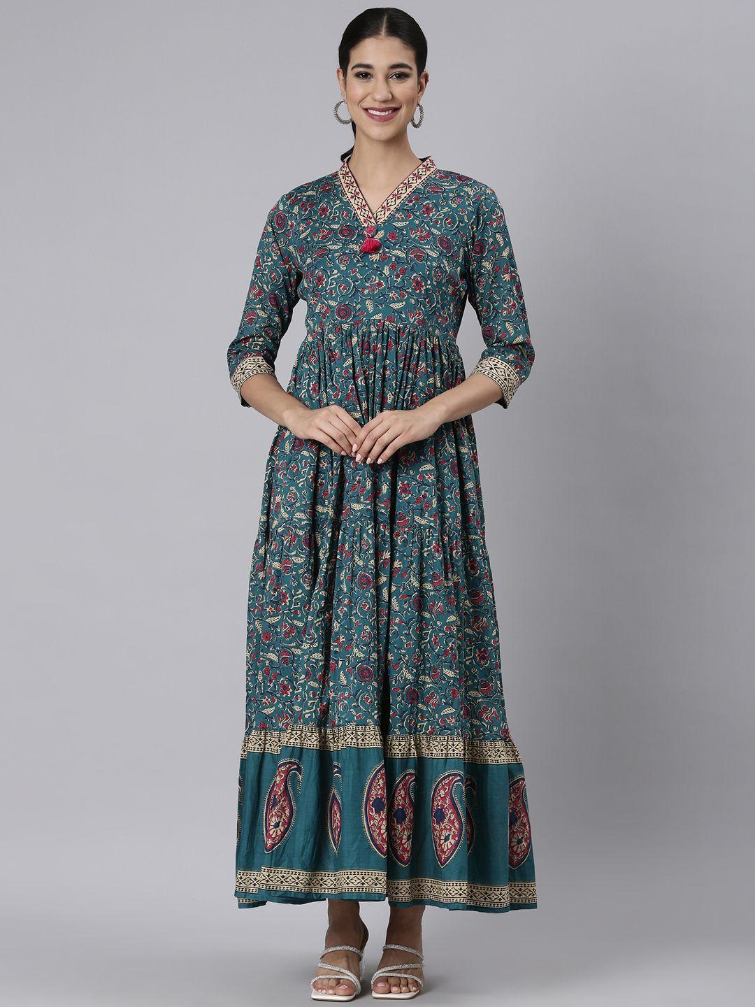 Buy Neerus Ethnic Motifs Print Maxi Dress - Dresses for Women 33599792 ...