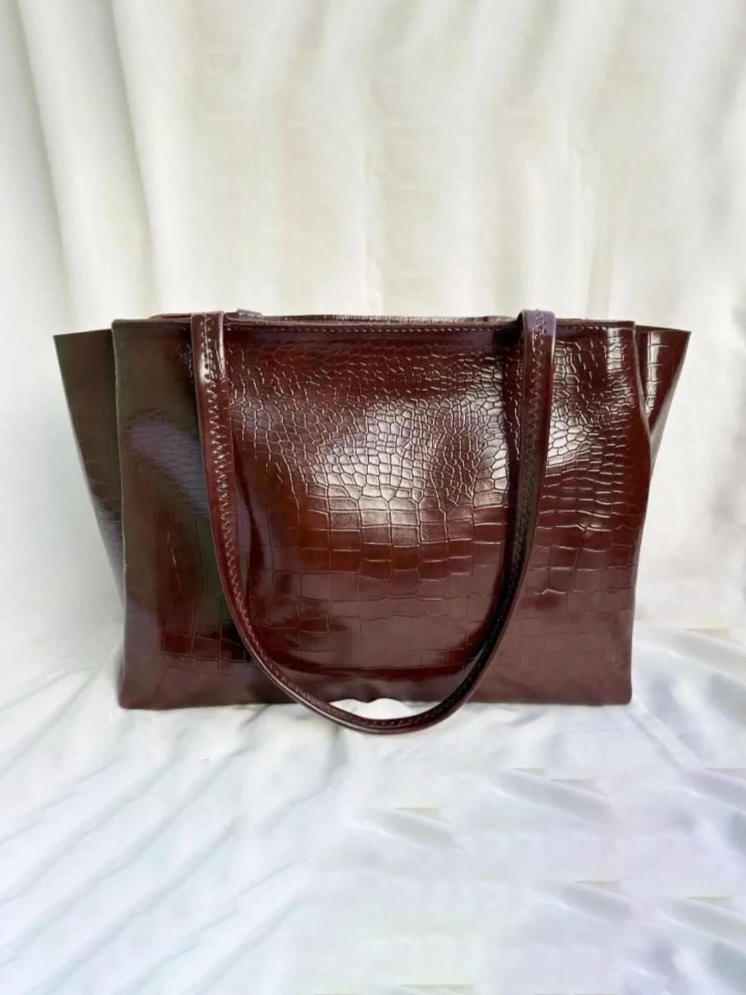 Buy Shanaya Trends Women Textured PU Oversized Structured Tote Bag ...