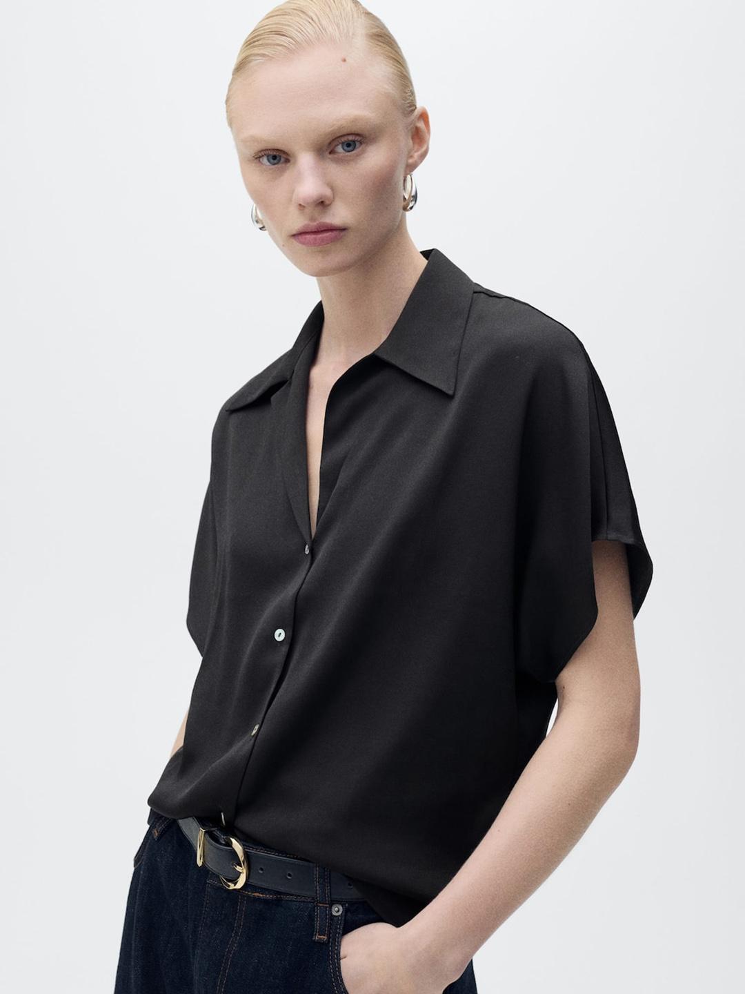 Buy MANGO Extended Sleeves Casual Relaxed Fit Shirt - Shirts for Women ...