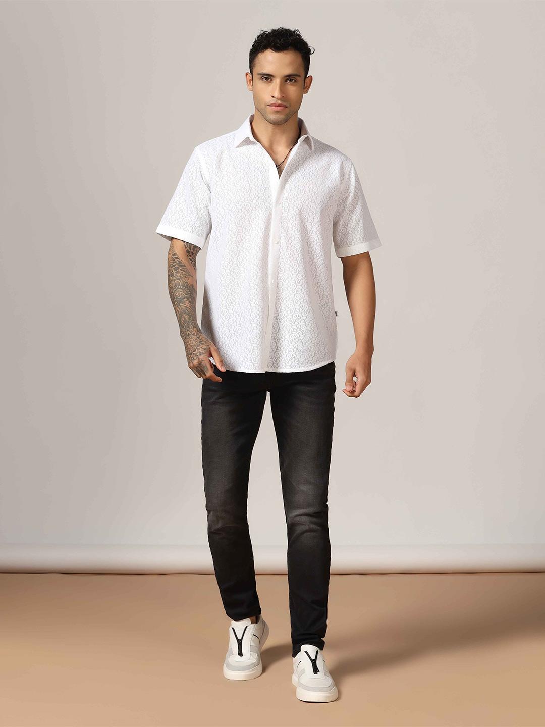 Buy SZN Men Floral Self Design Shirt - Shirts for Men 33607496 | Myntra
