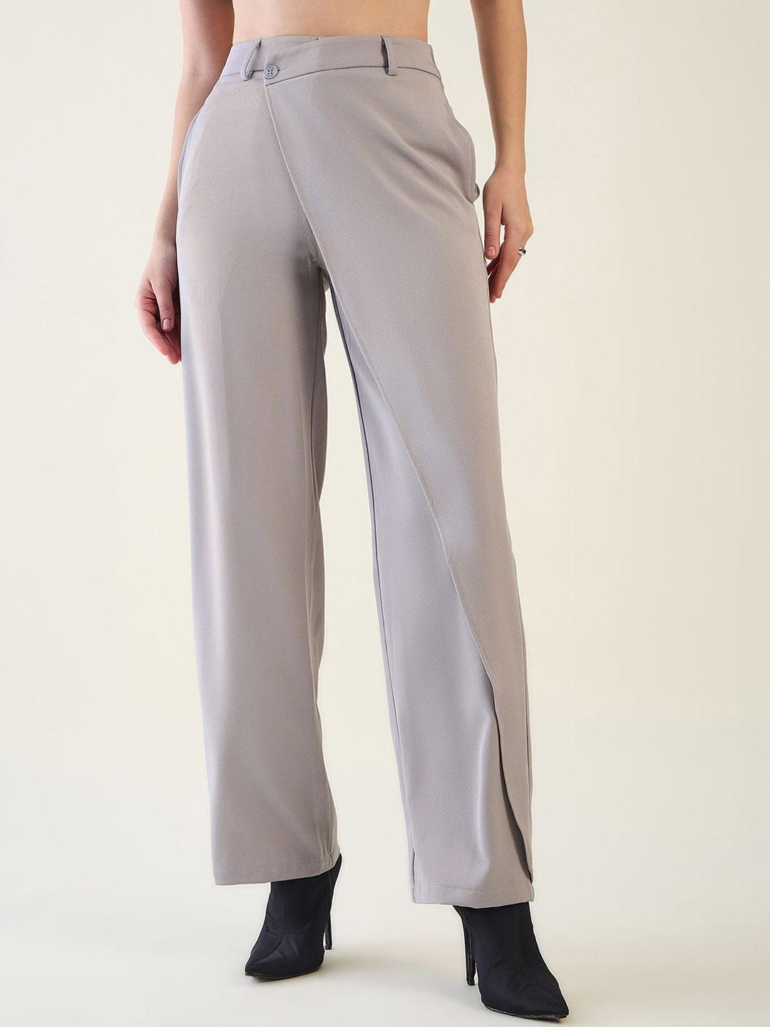 Buy Aayu Women Comfort High Rise Wide Leg Trousers - Trousers for Women ...
