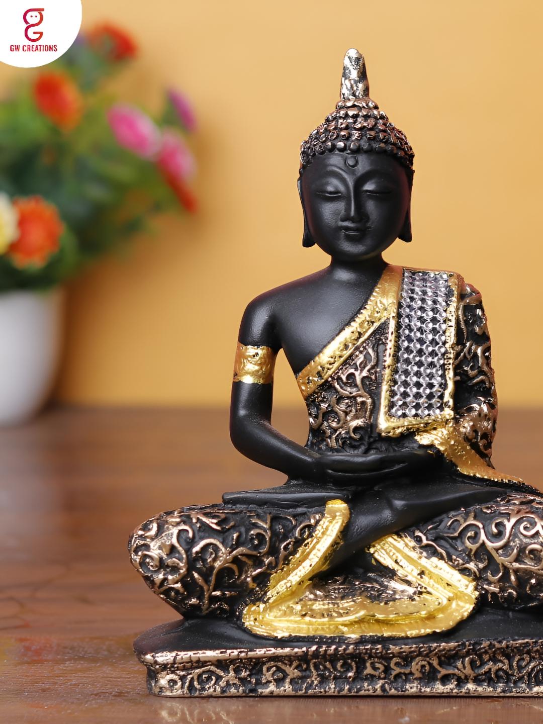 Buy GW CREATIONS Lord Gautam Buddha Meditating Position Gold Polyresin ...