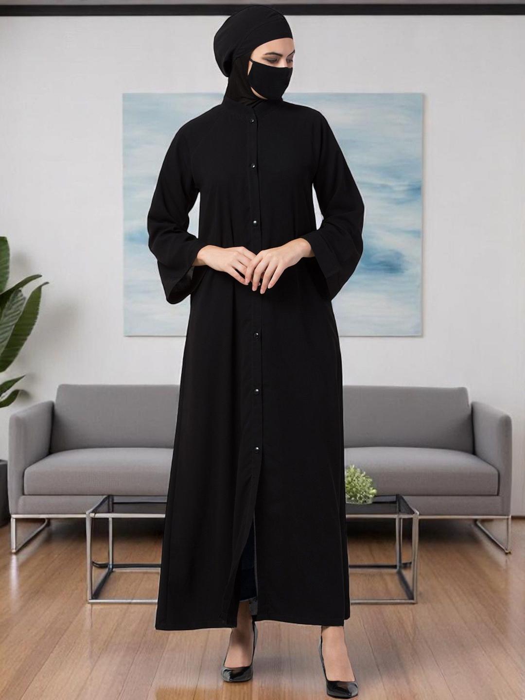 Buy BASHARIYA Front Open Abaya Burqa & Side Pockets With Mouthpiece ...