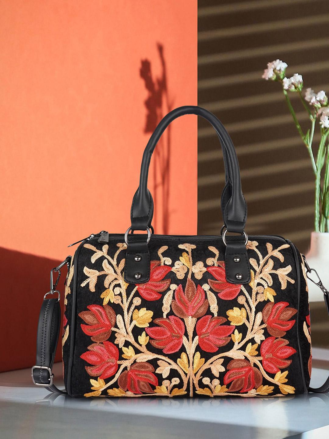 Buy VELUCIA Floral Embellished Oversized Quilted Structured Satchel ...