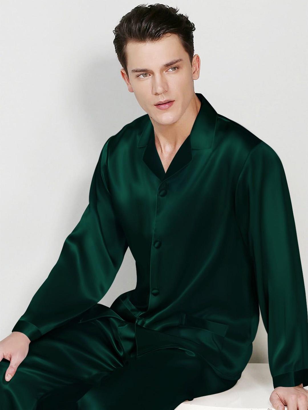 Buy Bella Babe By SK Men Shirt & Pyjamas Satin Night Suit - Night Suits ...