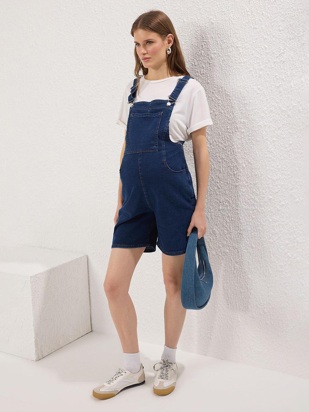 Buy Trendyol Short Basic Dungaree - Dungarees for Women 33654568 | Myntra