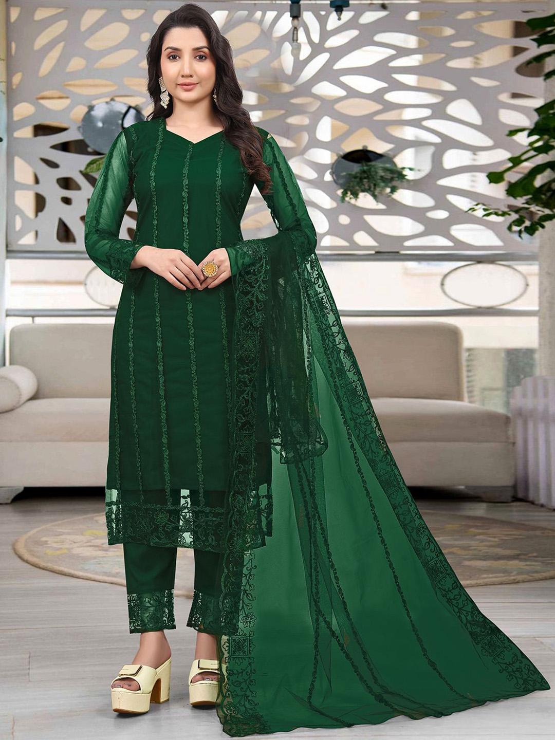 Buy GUNVANTI FAB Women Floral Embroidered Kurta With Trousers & With ...