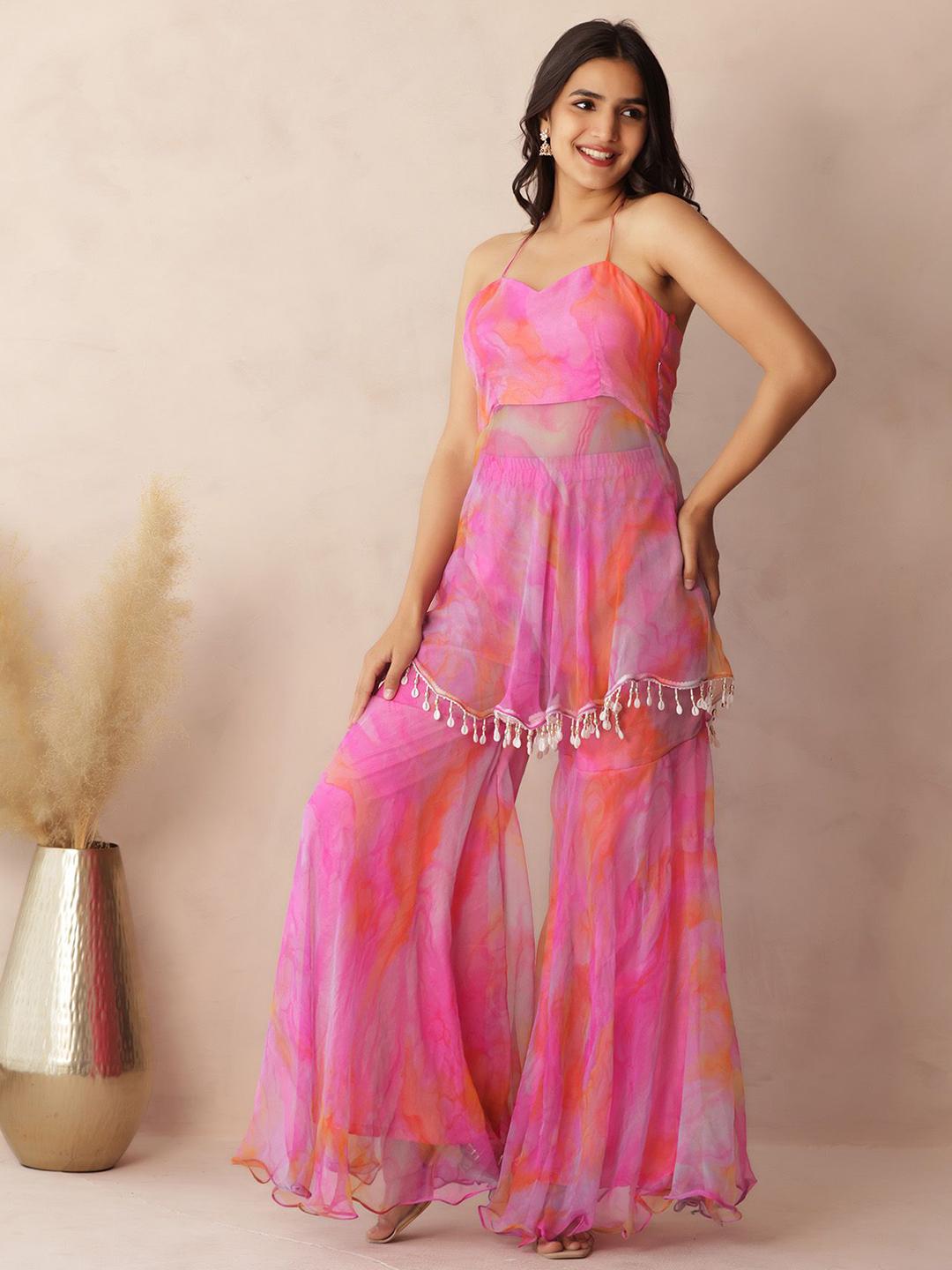 Buy DEASHA INDIA Women Floral Printed Regular Top With Sharara - Kurta ...