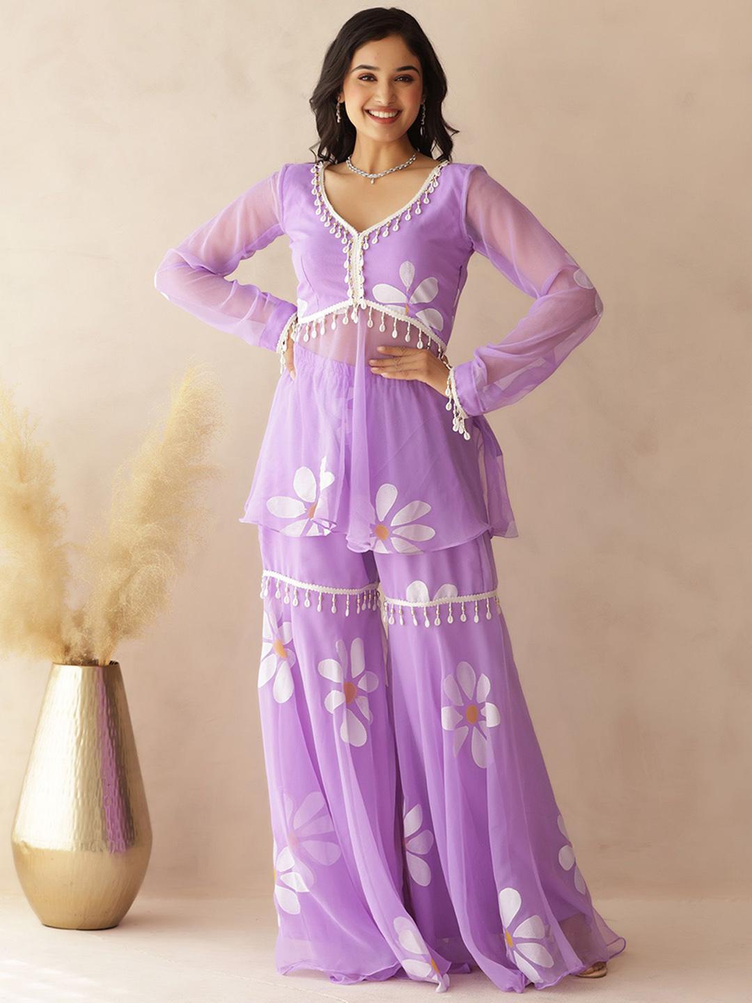 Buy DEASHA INDIA Women Floral Printed Regular Top With Sharara - Kurta ...