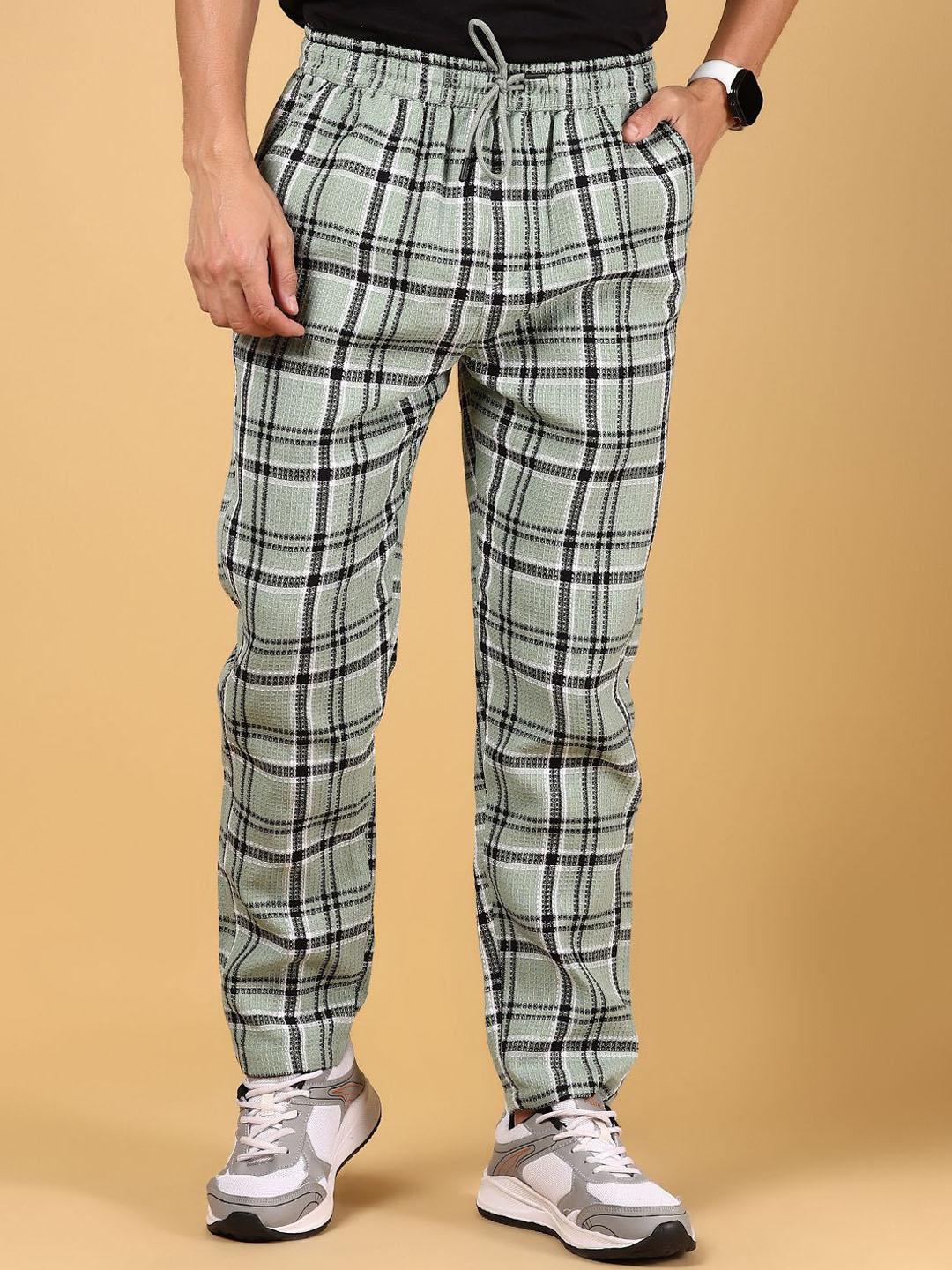 Buy V Mart Men Checked Cotton Mid Rise Track Pants - Track Pants for ...