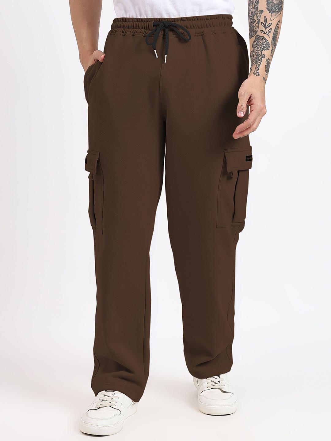 Buy TOXA Men Baggy Fit Fleece Cargo Winter Track Pants - Track Pants ...