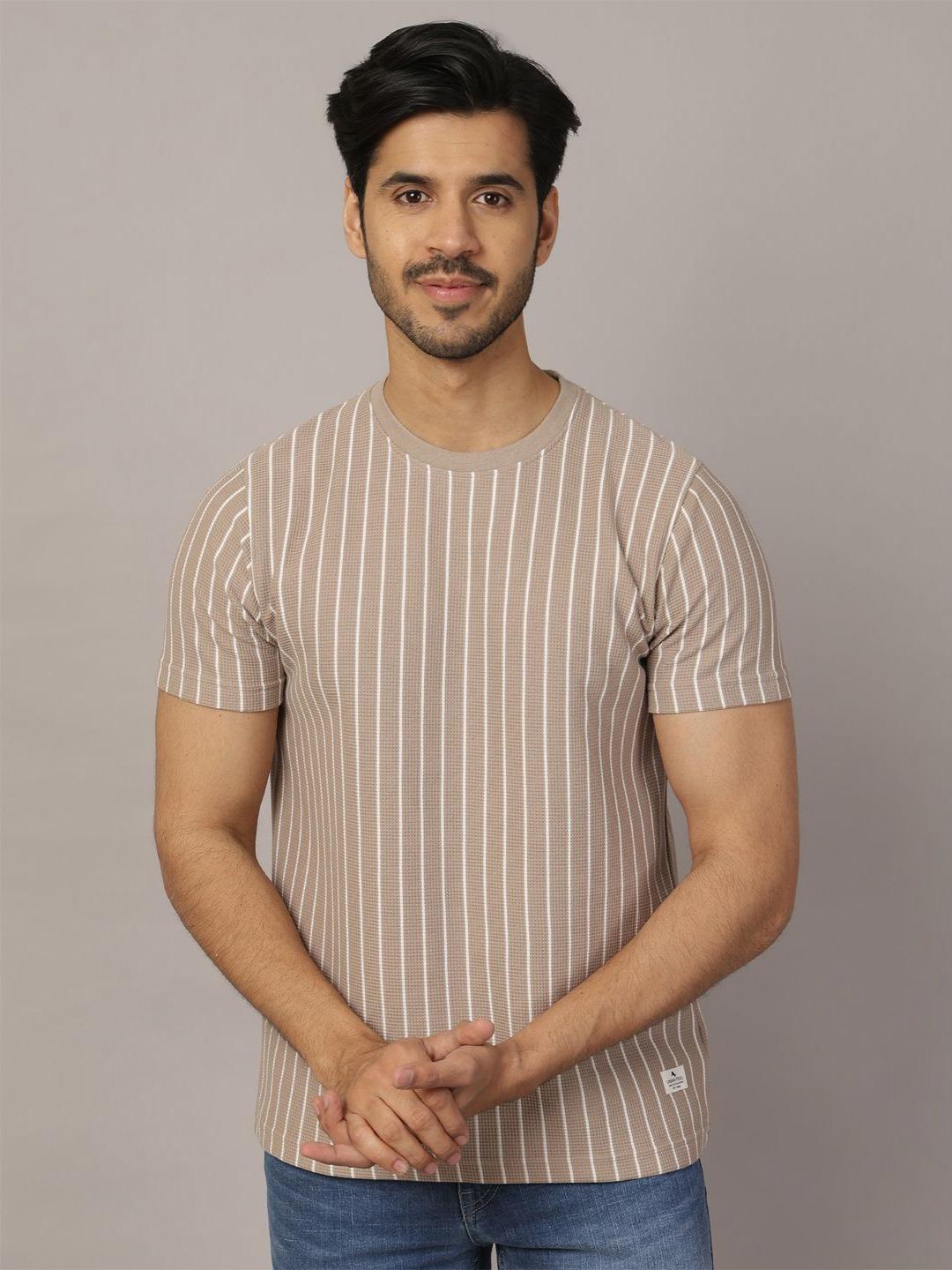 Buy TQS Men Striped Round Neck Cotton T Shirt - Tshirts for Men ...