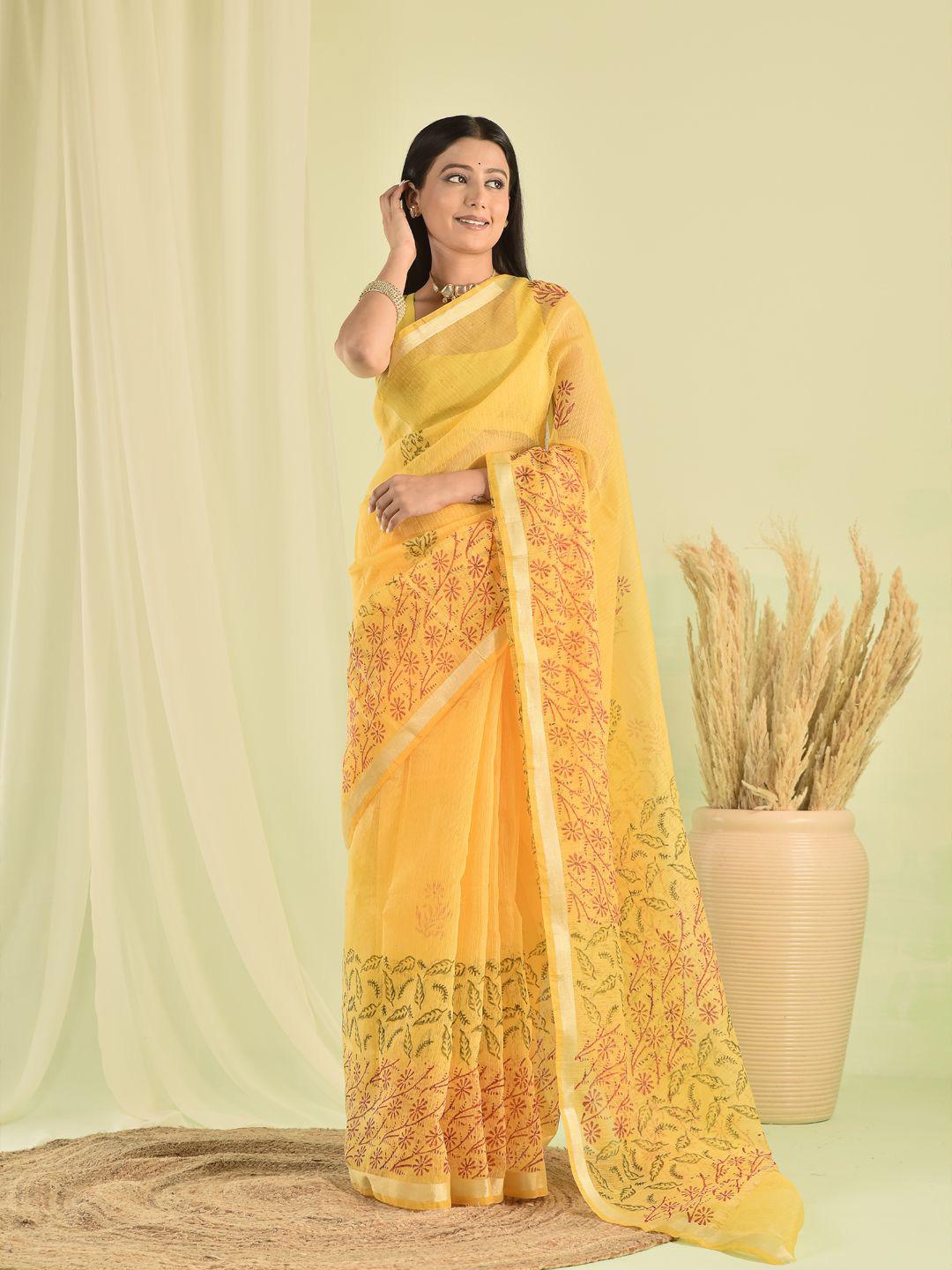 Buy Sutra Attire Ethnic Motifs Zari Silk Cotton Kota Saree - Sarees for ...